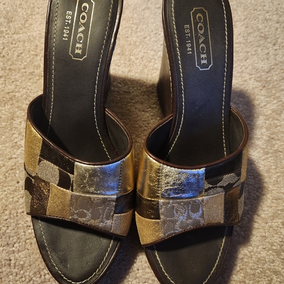 Coach | Shoes | Coach Brown Metallic Clogs | Poshmark